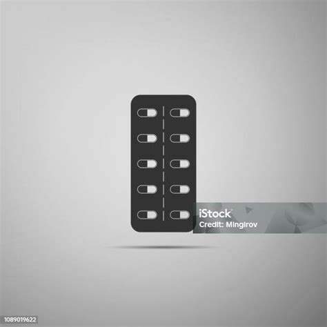 물집 팩 아이콘 회색 배경에 고립에 약 태블릿에 대 한 의료 마약 패키지 비타민 항생제 아스피린 평면 디자인입니다 벡터 일러스트 레이 션 건강 진단에 대한 스톡 벡터 아트