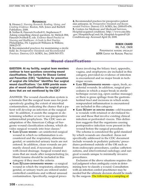 2008 Aorn Wound Classifications Pdf Surgery Wound