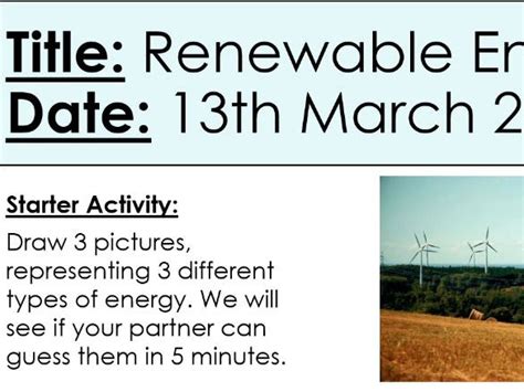 Wind Energy Lesson Ks3 Physics Teaching Resources