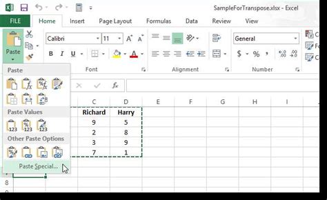 Как поменять таблицы в Excel Как поменять местами транспонировать строки и столбцы в Excel 2013