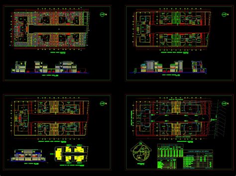 Edificio 4 Niveles En Dwg 1 25 Mb Librería Cad