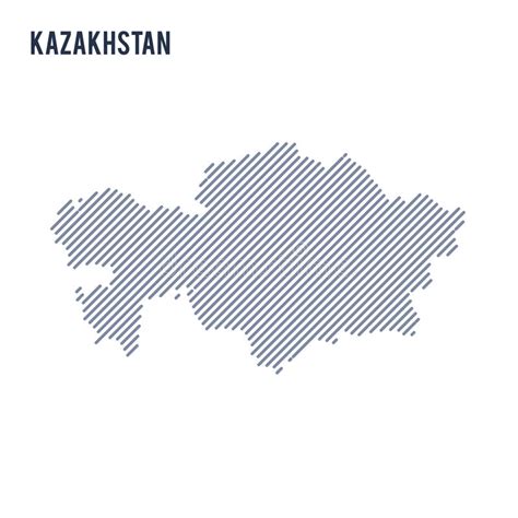 Vector Abstract Hatched Map Of Kazakhstan With Oblique Lines Isolated