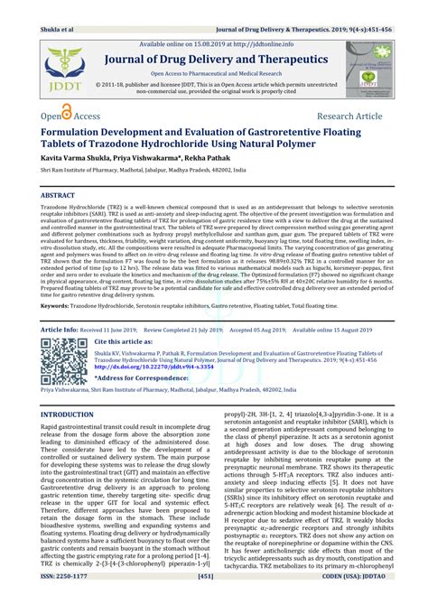 Pdf Formulation Development And Evaluation Of Gastroretentive