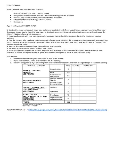 Concept Paper Rubrics And Guide Pdf