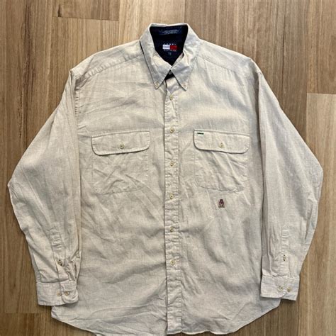 Vintage 90s Tommy Hilfiger Button Up Shirt Size Depop