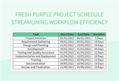 Fresh Purple Project Schedule Streamlining Workflow Efficiency Excel