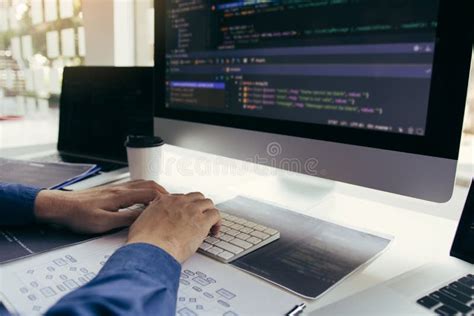 Asian Man Working Code Program Developer Computer Web Development