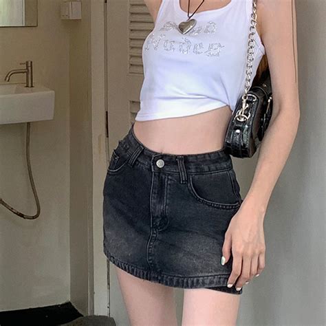 빈티지 워싱 데님 미니스커트 2a24354