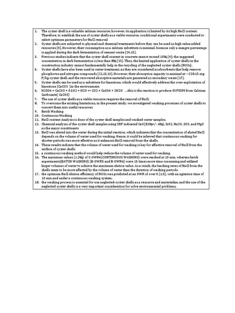 Most Important Points The Oyster Shell Is A Valuable Calcium Resource Pdf Water Sodium