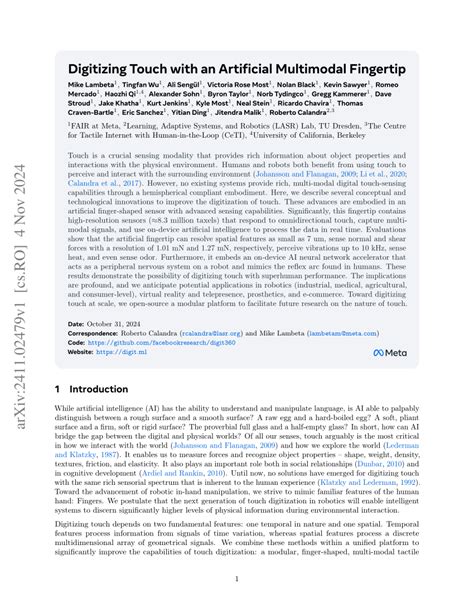 Pdf Digitizing Touch With An Artificial Multimodal Fingertip