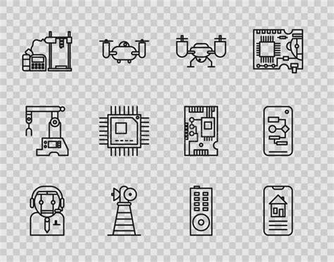 Set Line Worker Robot Smart Home Drone Flying With Action Camera