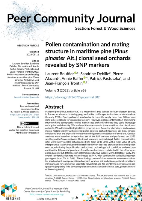 Pdf Pollen Contamination And Mating Structure In Maritime Pine Pinus
