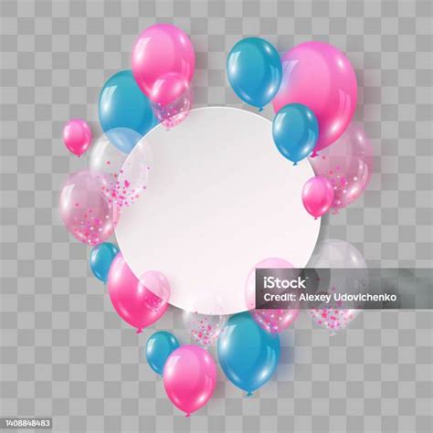 투명한 배경에 고립 된 풍선 축제 헬륨 풍선 기념일을위한 벡터 템플릿 생일 파티 디자인 파티를위한 생일 발룬 비행 축하 배너를 위한 벡터 일러스트레이션입니다 공휴일에 대한
