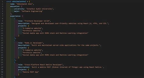 Abdulmalek Akel On Linkedin Me As An Object In Javascript 😎