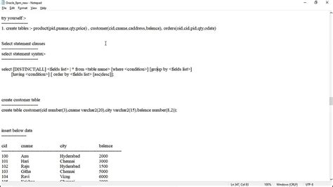 Select Statement Clauses In Oracle Sql Developer Youtube