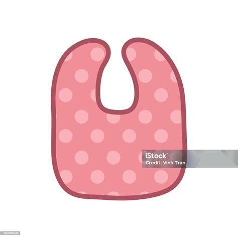 귀여운 아기 턱받이 클립 아트입니다 아기 수유 플랫 벡터 삽화를 위한 간단한 귀여운 빨간 턱받이 아기 앞치마 또는 턱받이 빨간 물방울 무늬 만화 손으로 그린 어린이 베이비