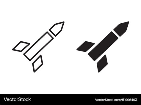 Missile Linear Thin Line Icon Graphics Missile Vector Image