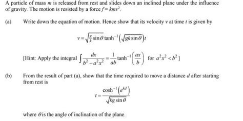 Solved A Particle Of Mass M Is Released From Rest And Slides Chegg