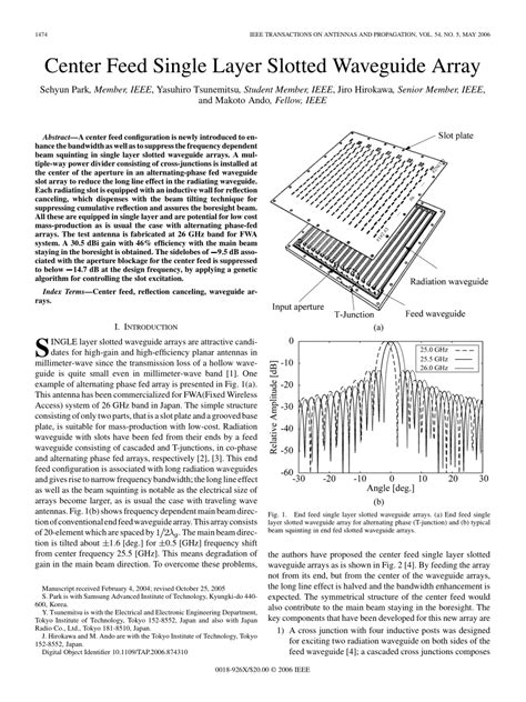 Pdf Center Feed Single Layer Slotted Waveguide Array