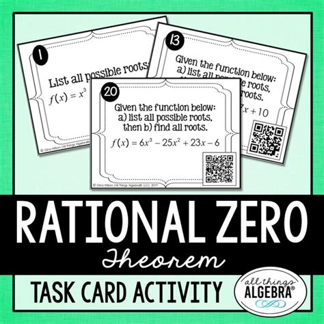 Rational Zero Theorem Rational Root Task Cards All Things Algebra®