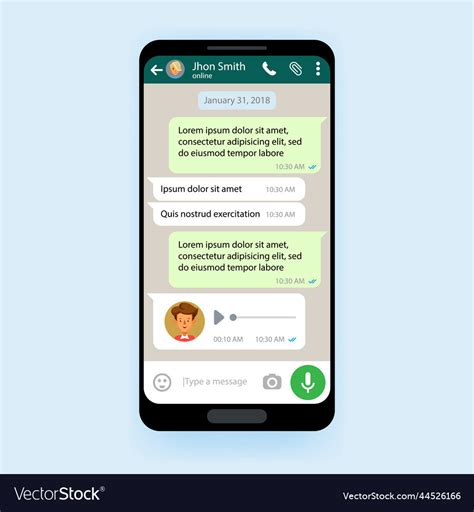 Mobile Ui Kit Chat App Template Messenger Vector Image