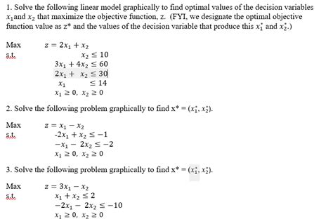 solved 1 solve the following linear model graphically to