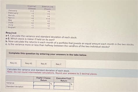 Solved A 1 Calculate The Variance And Standard Deviatio