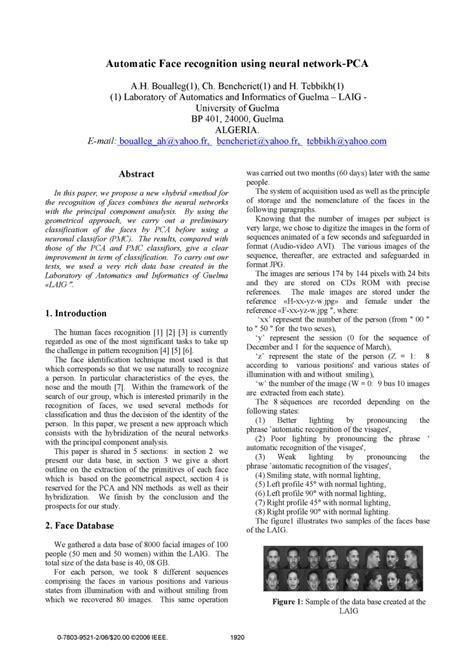 Pdf Automatic Face Recognition Using Neural Network Pca