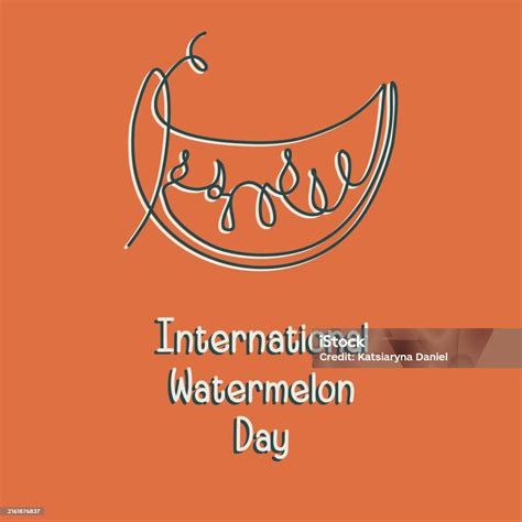 국제 수박의 날 하나의 라인 아트 수박 조각 그리고 글자 육즙이 많은 여름 음식 포스터 카드 배너에 대 한 미니멀한 벡터 일러스트 레이 션 0명에 대한 스톡 벡터 아트 및