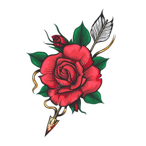 장미 꽃과 화살 문신 요소 장식적인 여름 Png 일러스트 및 벡터 에 대한 무료 다운로드 Pngtree