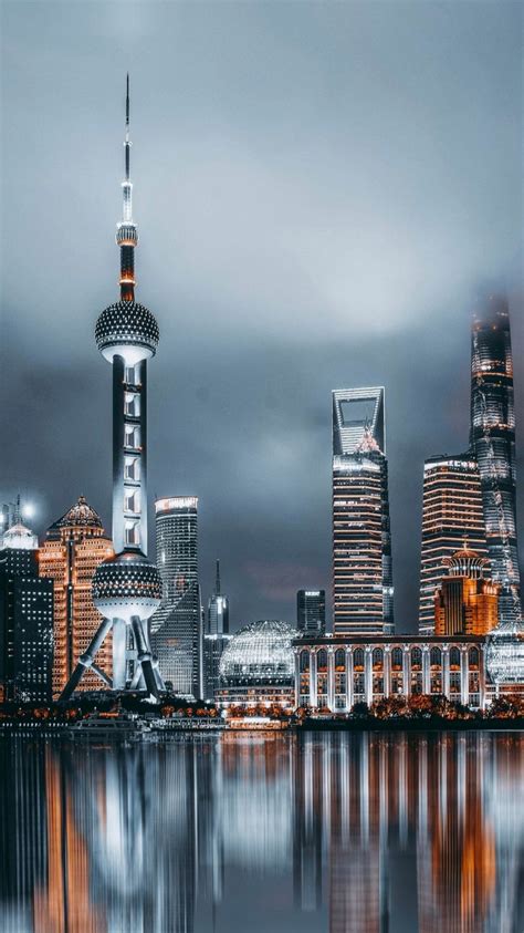 Download Wallpaper 750x1334 Shanghai Cityscape Night Iphone 7 Iphone 8 750x1334 Hd