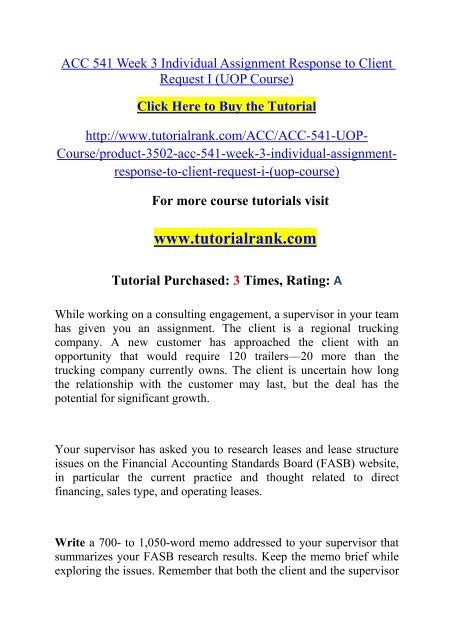 Acc 541 Week 3 Individual Assignment Response To Client Request I Pdf