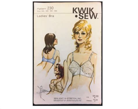 Uncut 1970s Size 38 A B C D Bra Kwik Sew 230 Vintage Sewing Pattern Brassiere Lingerie Etsy