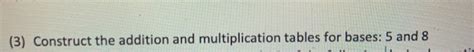 Solved 3 Construct The Addition And Multiplication Tables