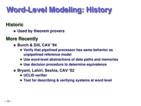 Ppt Modeling Data In Formal Verification Bits Bit Vectors Or Words
