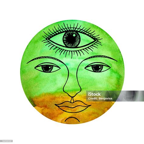 제3눈 지구 얼굴 추상미술 마인드 영적 색수채화 그림 디자인 그리기 자연 투시력에 대한 스톡 벡터 아트 및 기타 이미지 투시력 차크라 오라 Istock