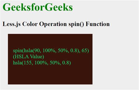 Lessjs Color Operation Spin Function Geeksforgeeks