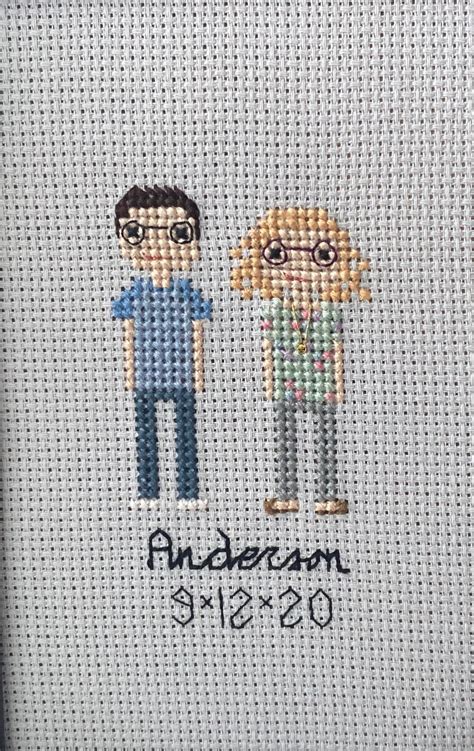 Custom Cross Stitch Portrait Couples Engagement Wedding Etsy