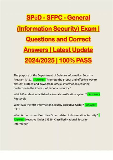 Spēd Sfpc General Information Security Exam Questions And Correct Answers Latest
