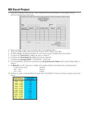 MS Excel Project Pdf MS Excel Project 1 Copy The Worksheet Format Below This Worksheet Shows