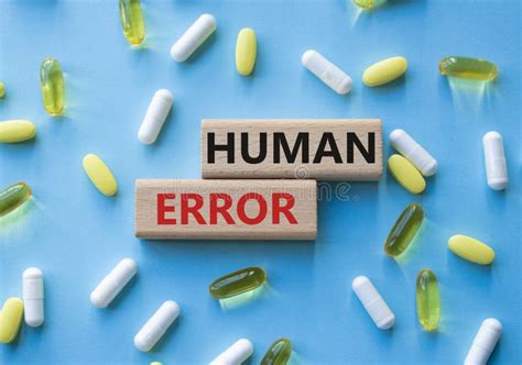 Human Error Symbol Concept Word Human Error On Wooden Blocks Beautiful Blue Background With