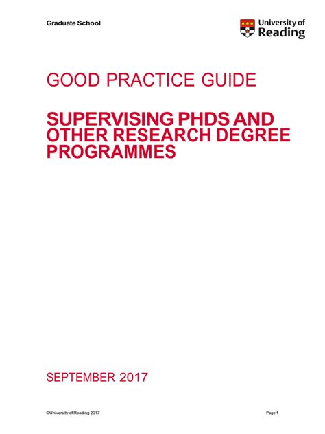 Phd Supervision Good Practice Guide Pdf Thesis Postgraduate Education