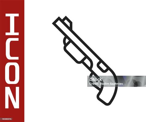 흰색 배경에 고립 된 검은 줄 경찰 샷건 아이콘 사냥 산탄총 벡터 검은색에 대한 스톡 벡터 아트 및 기타 이미지 검은색 겨냥 경찰관 Istock