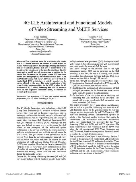 4g Lte Architectural And Functional Models Of Video Streaming And Volte Services Pdf Ip