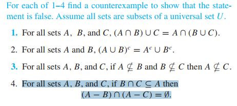 Solved For Each Of 14 Find A Counterexample To Show That Chegg Com
