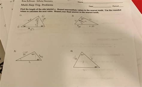 Solved Multi Step Trig Problems Date Period Find The Length Chegg Com