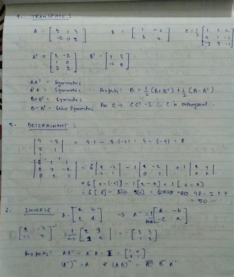 Matrices Transpose Determinant And Inverse Matrices Transpose Determinant And Inverse