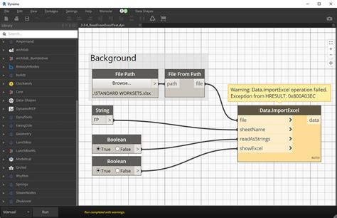Data ImportExcel Operation Failed Revit Dynamo