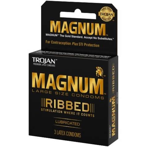 Trojan Magnum Ribbed Lubricated Large Size Latex Condoms 3 Ct Kroger