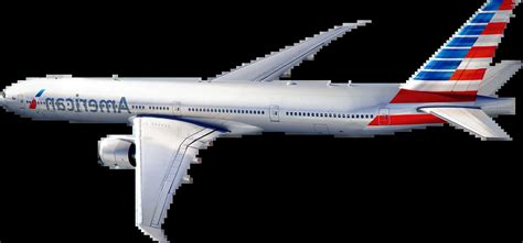 American Airlines Boeing 777 Side View Detailed Aviation Clipart